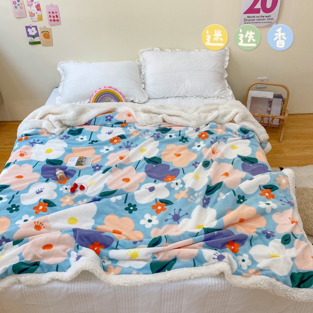 Double layer milk lamb wool blanket